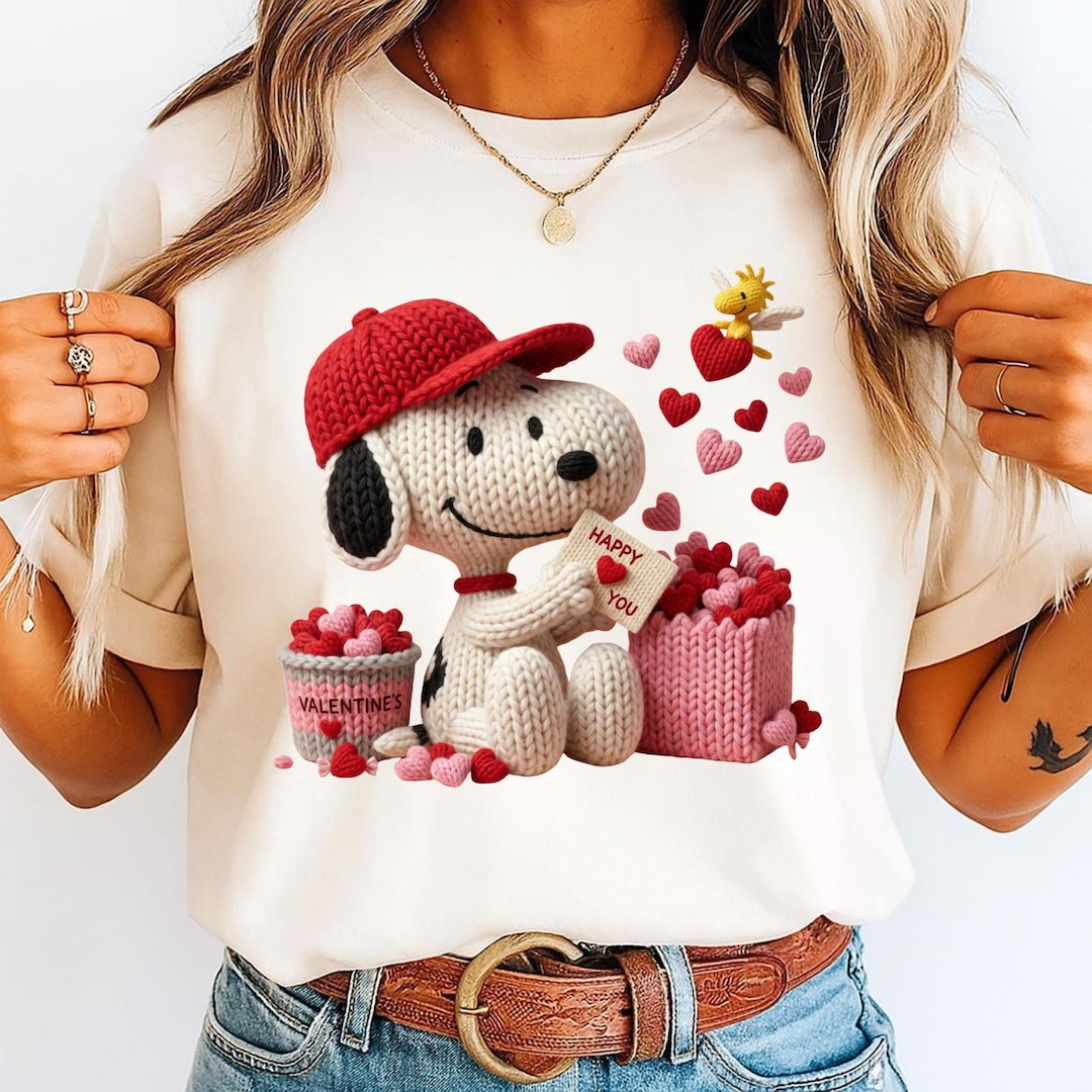 Snoopy Valentine's Day Crochet Style Art, Faux Embroidery Sublimation ...
