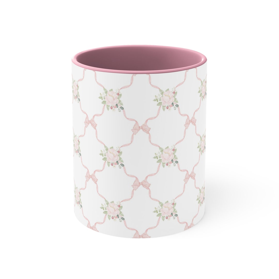 11oz Coquette Pink Bow Ceramic Mug, Coquette Bow Mug, Trendy Coquette ...