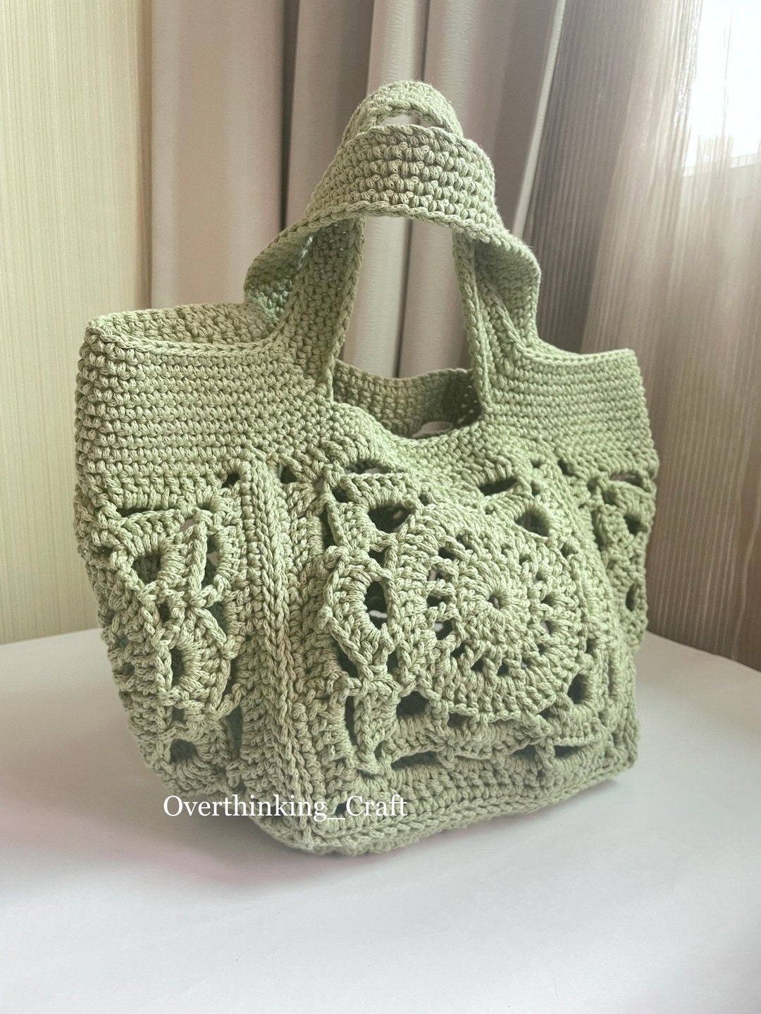 Matcha Grean Sunburst Crochet Motif Handbag Handmade - Etsy