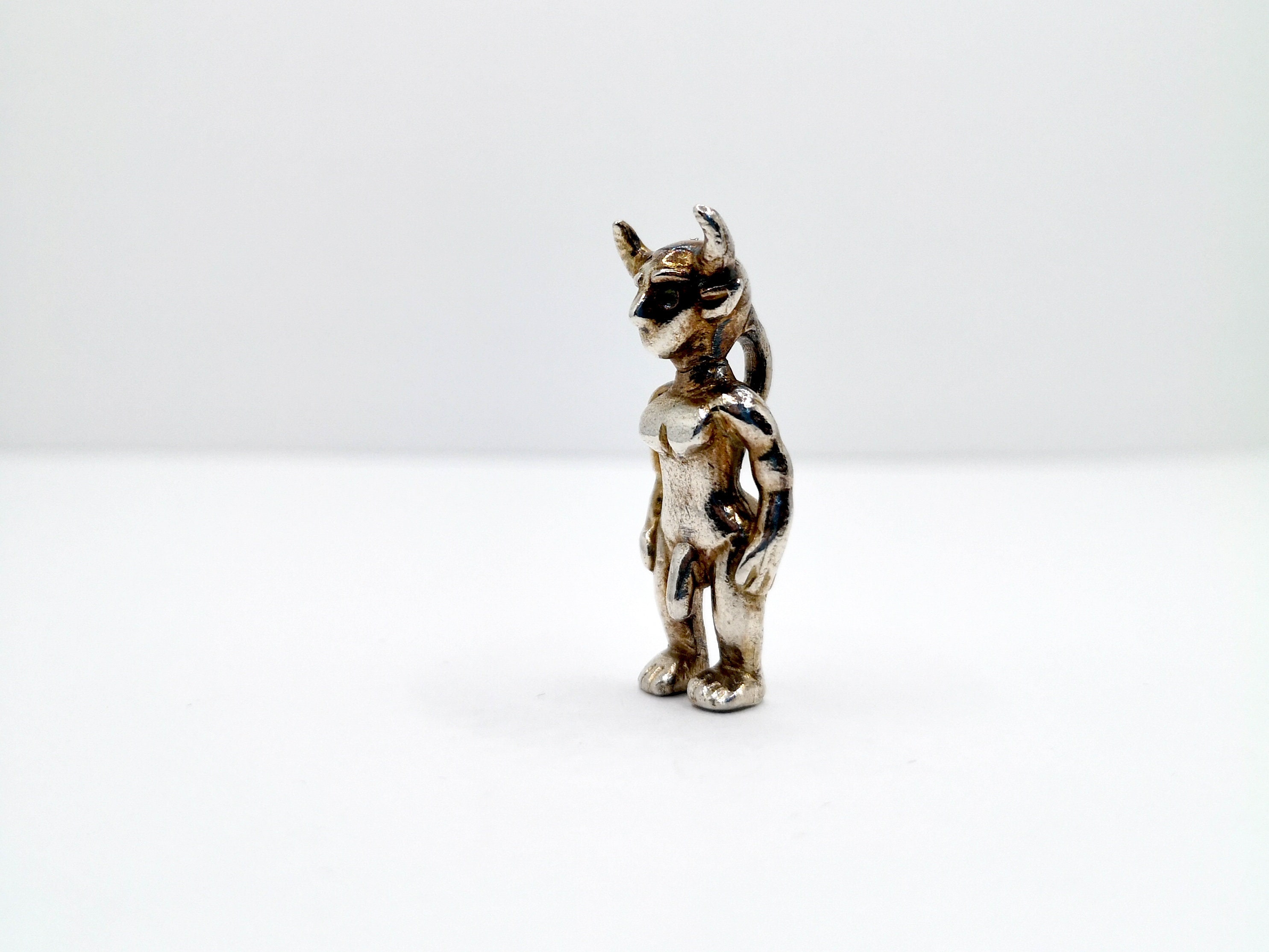 Devil Figure Male Solid Silver Pendant / Small Sassy Sculpture - Etsy