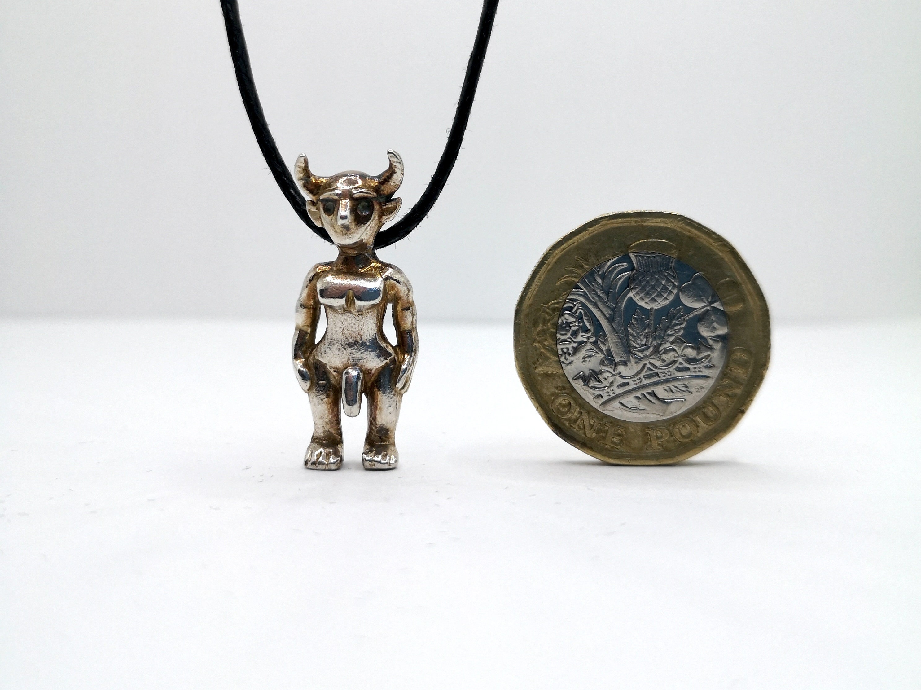 Devil Figure Male Solid Silver Pendant / Small Sassy Sculpture - Etsy