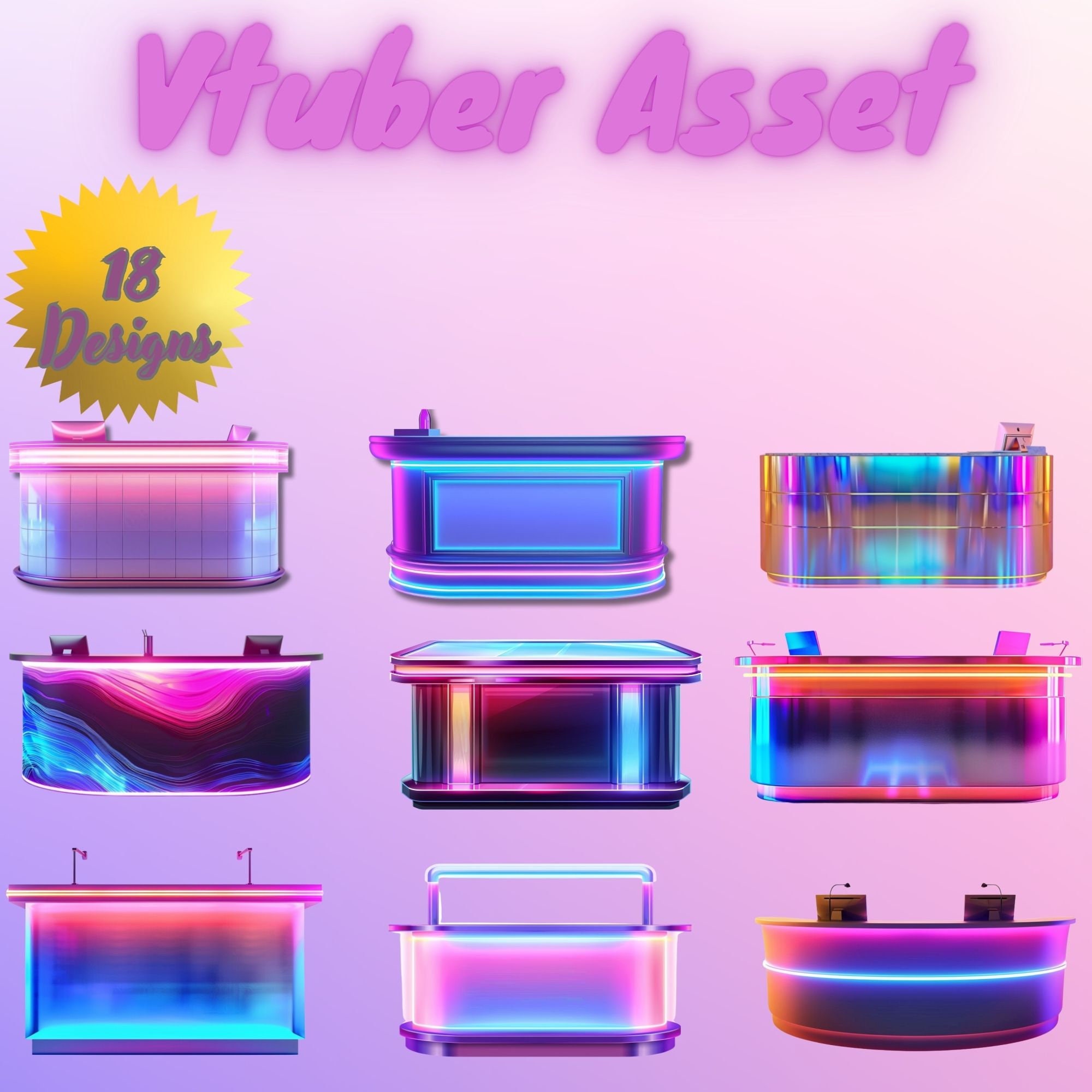 Vtuber Asset, 18 Futuristic Neon Lighted Podium, Pngtuber, Transparent ...