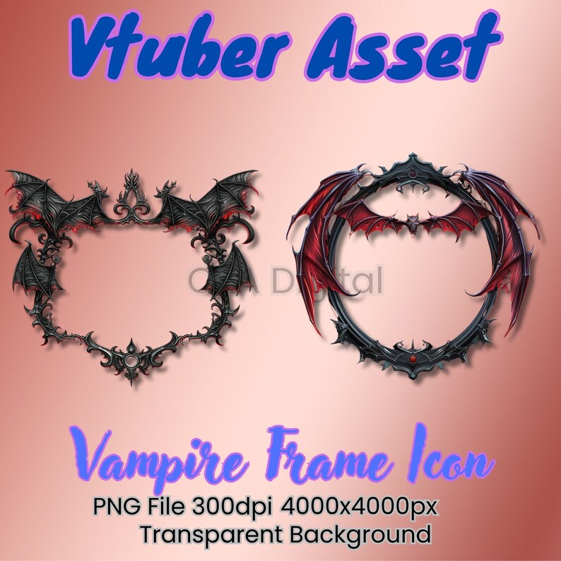 Vtuber Asset, 19 Vtuber Gothic Red Vampire Stream Frame for Twitch ...