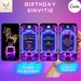 Neon Gold Light Digital Party E-invite Template, Black Neon Gold E ...