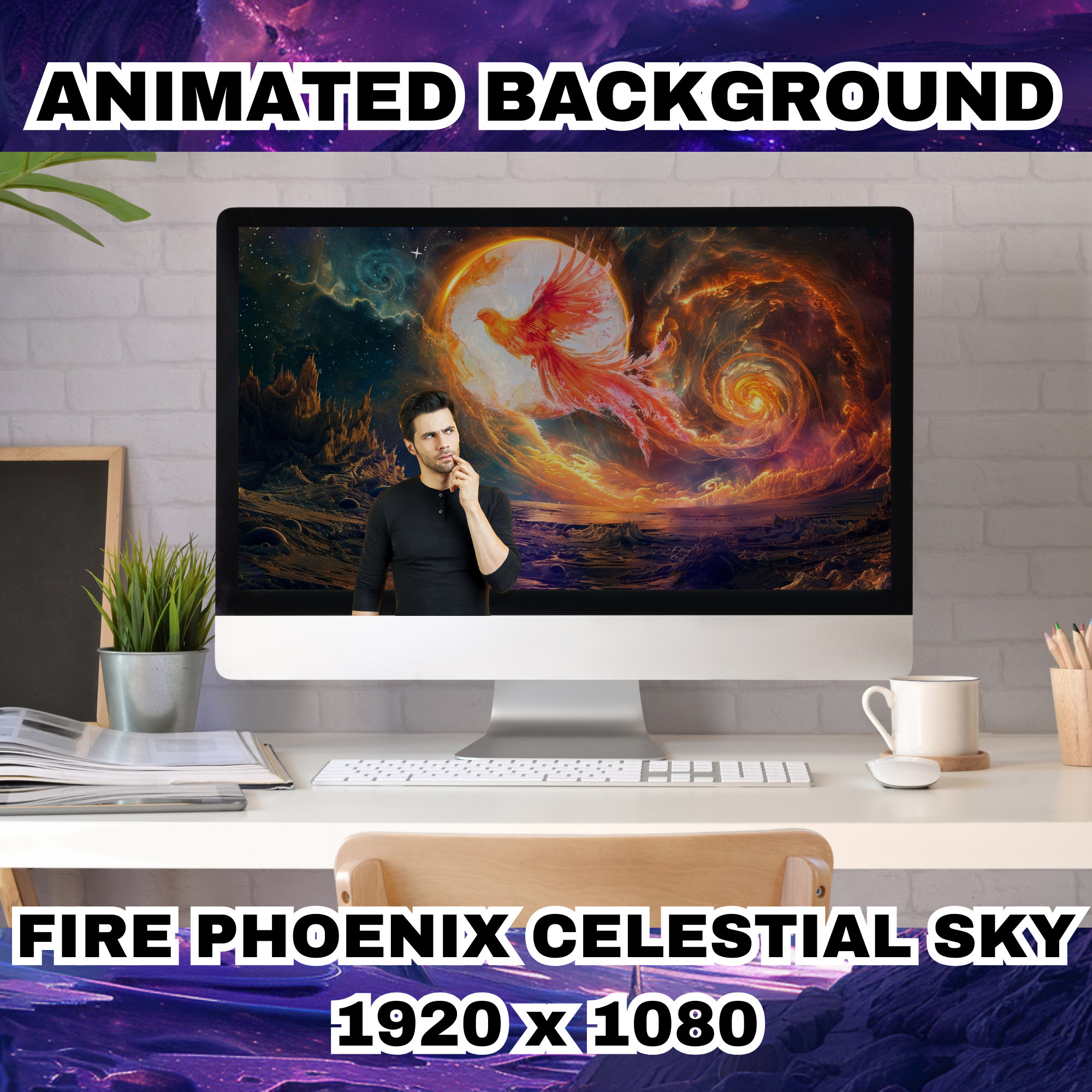 Animated Background, Vtuber Animated Background for Twitch, Fire ...
