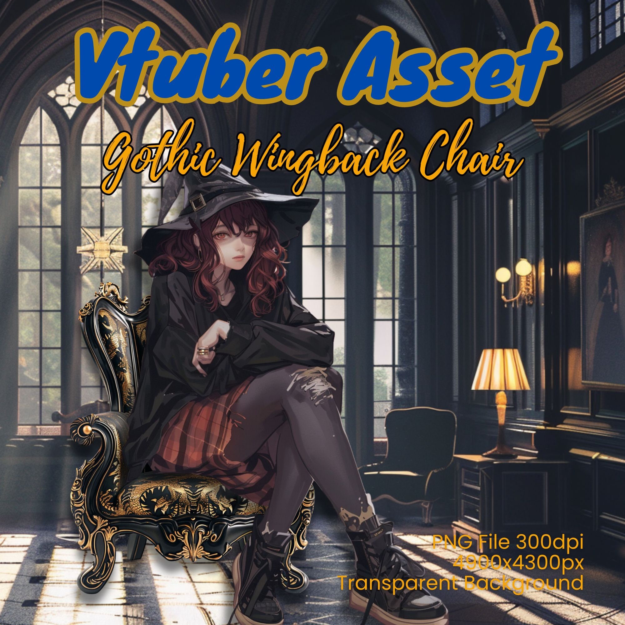 Vtuber Asset, Gothic Wingback Chair, Chair Bundle, Stream Decoration ...