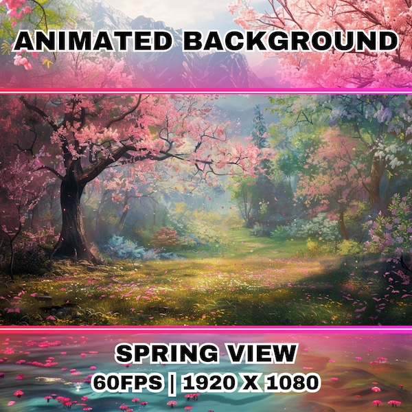 Vtuber Animated Background Spring Theme, Magical Twitch Overlay, Vtuber ...