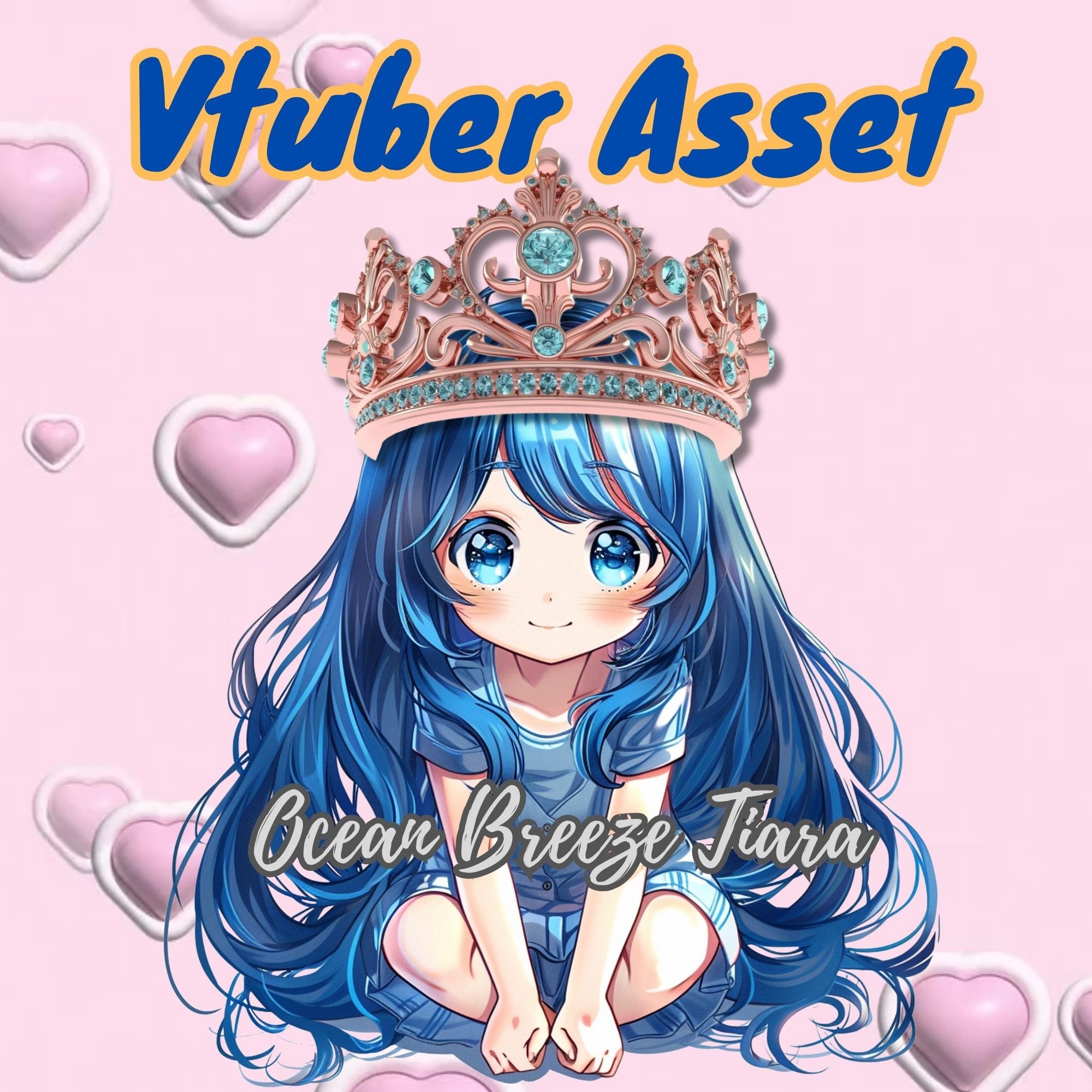 Vtuber Asset, Ocean Breeze Tiara, Queen Crown Stream Decoration, Stream ...