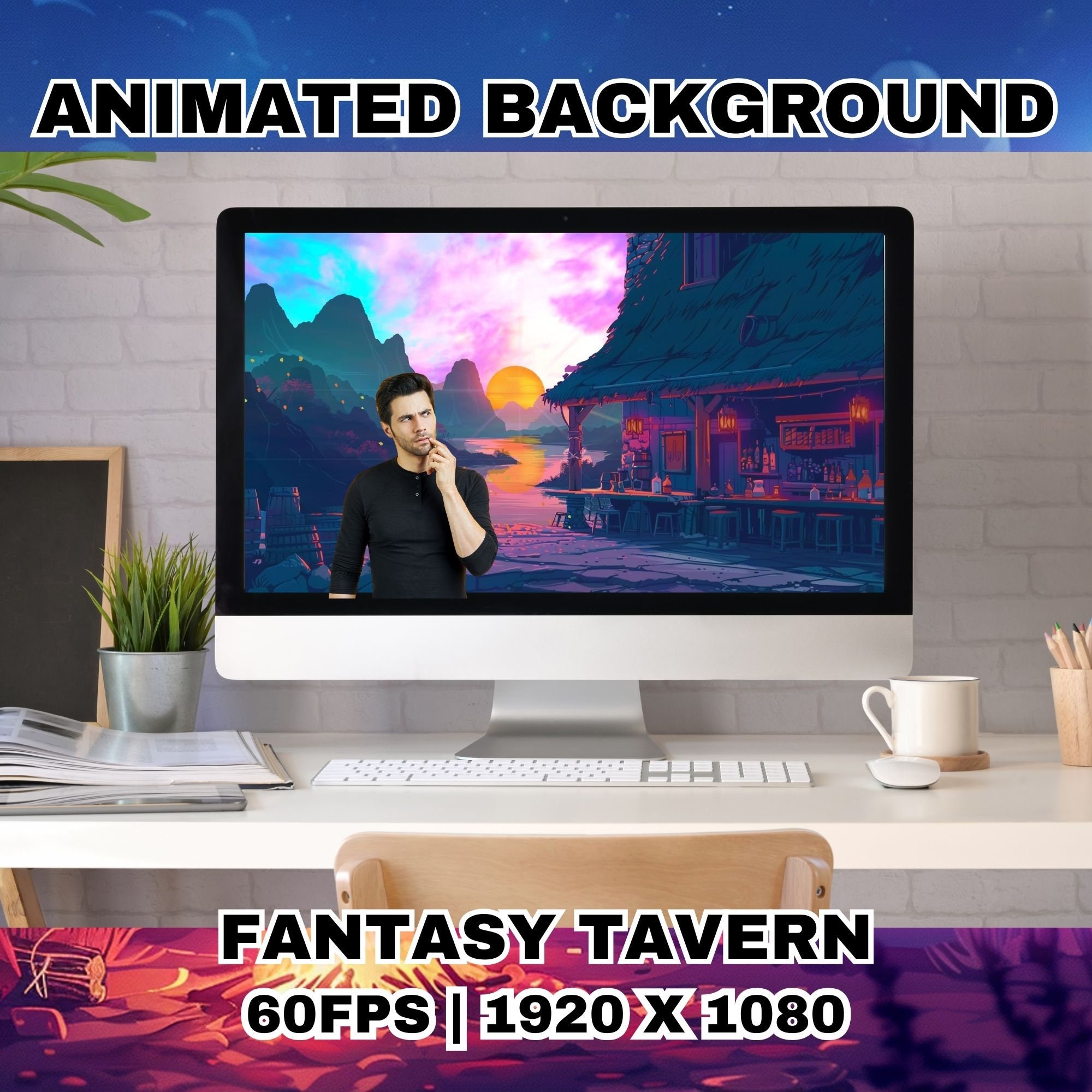 Vtuber Background Animated Virtual Background, Fantasy Tavern, Stunning ...