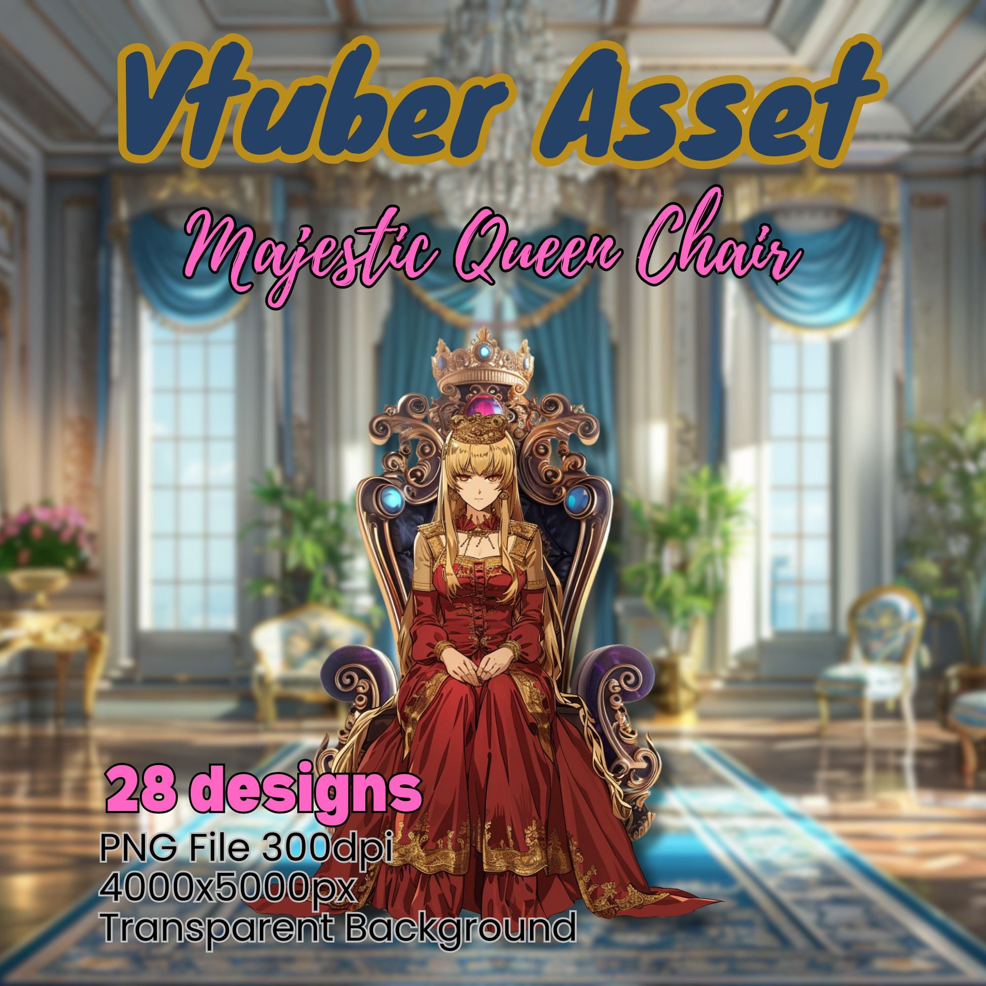 Vtuber Asset, Majestic Queen Chair, Chair Bundle, Stream Decoration ...