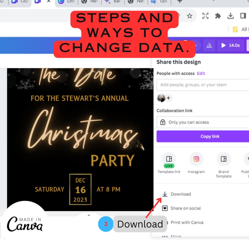 Save the Date Christmas Party Invitation, Editable Christmas Party ...
