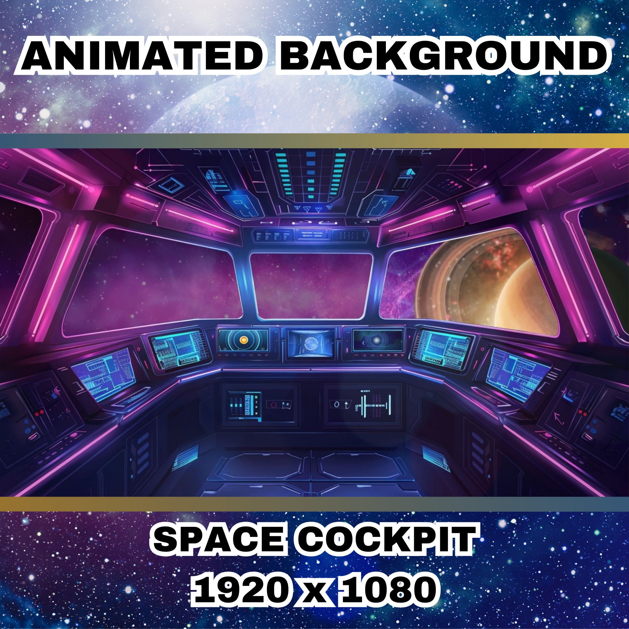 Vtuber Animated Background, Spaceship Cockpit, Galaxy Spaceship, Space ...