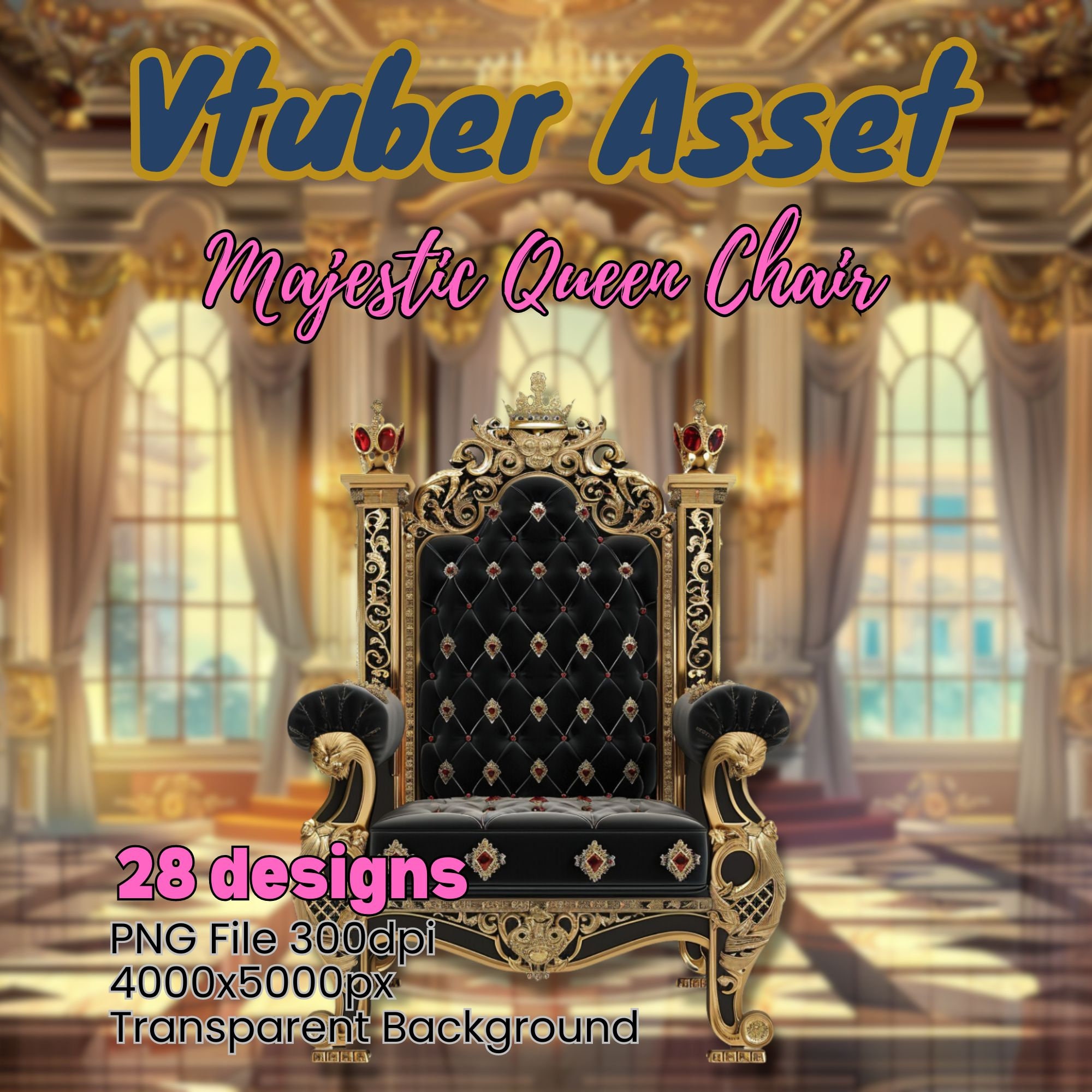 Vtuber Asset, Majestic Queen Chair, Chair Bundle, Stream Decoration ...