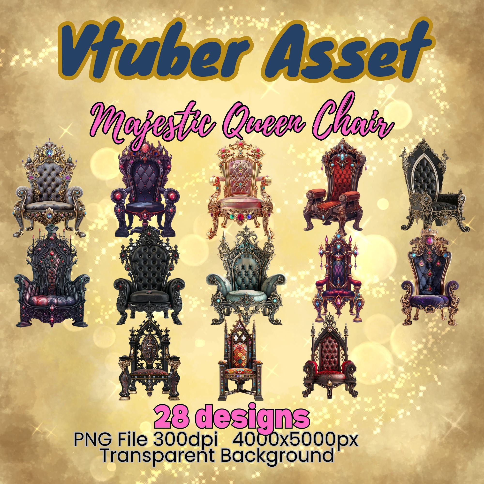 Vtuber Asset, Majestic Queen Chair, Chair Bundle, Stream Decoration ...