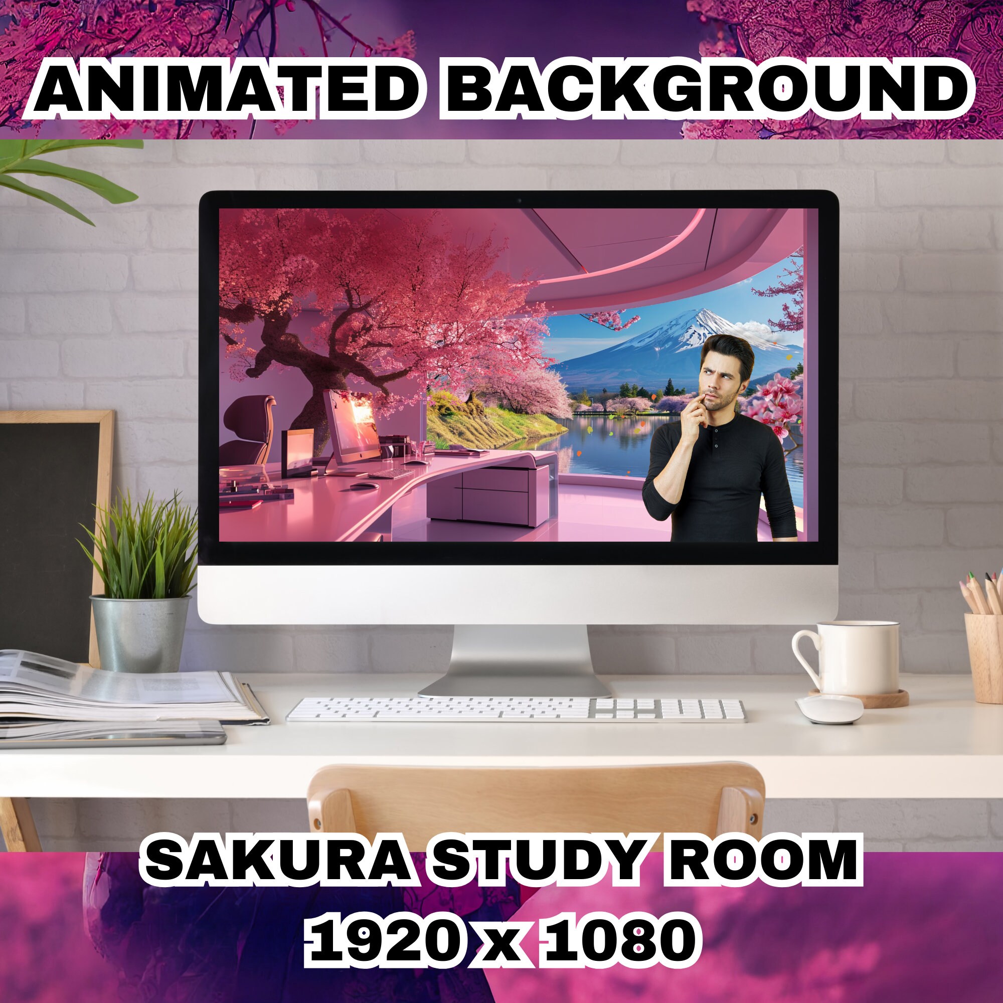 Vtuber Background Animate Background, Cozy Sakura Study Room, Cherry ...
