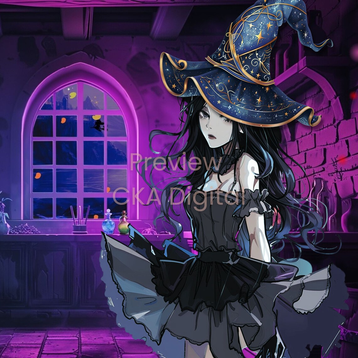 Vtuber Wizard Hat Asset: Witch Stream Decoration (PNG Files, Digital ...