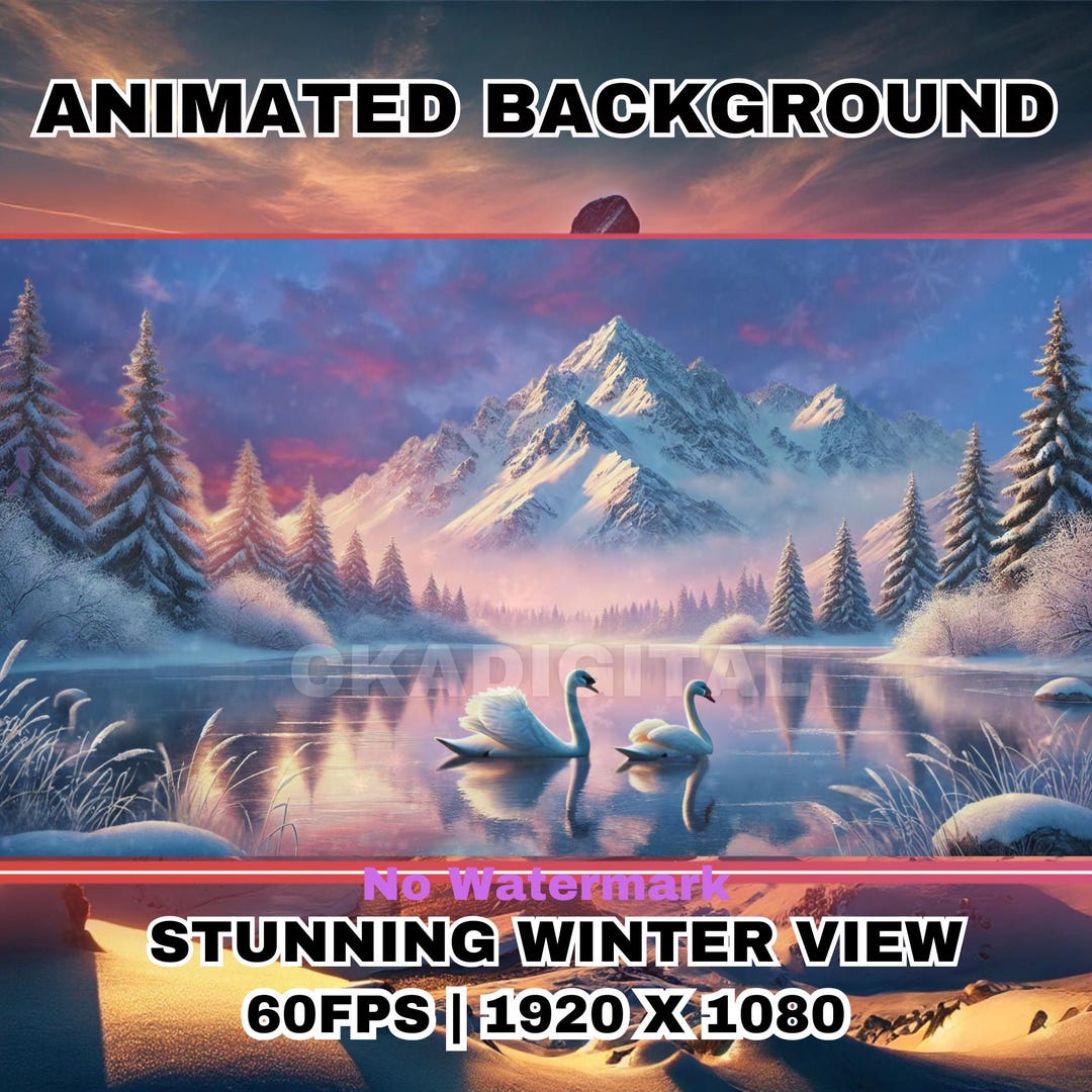 Animated Background, Frozen Nature, Swan Lake Mountain View, Lofi ...