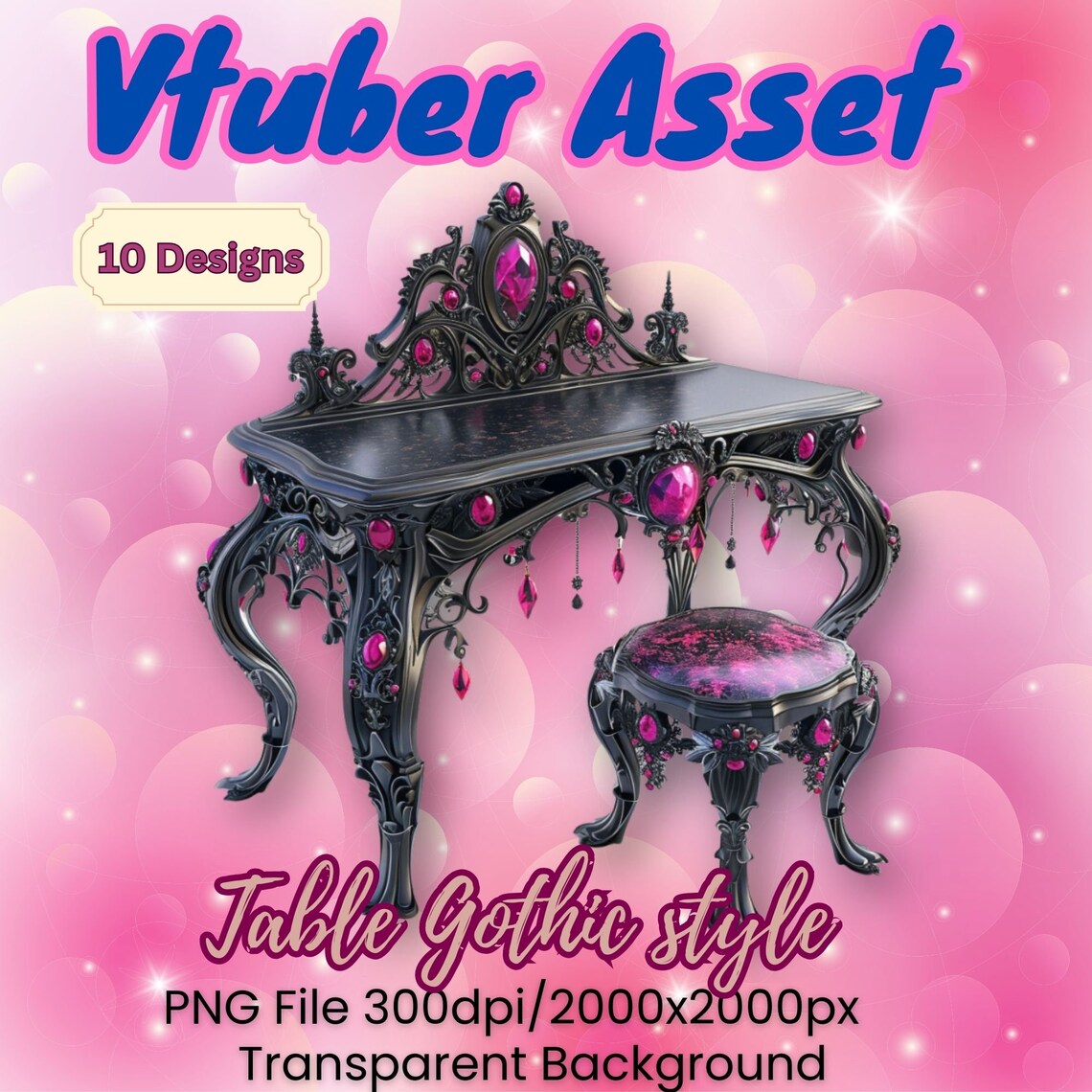Gothic Witch Table Vtuber Asset: Stream Decoration (PNG Files) - Etsy