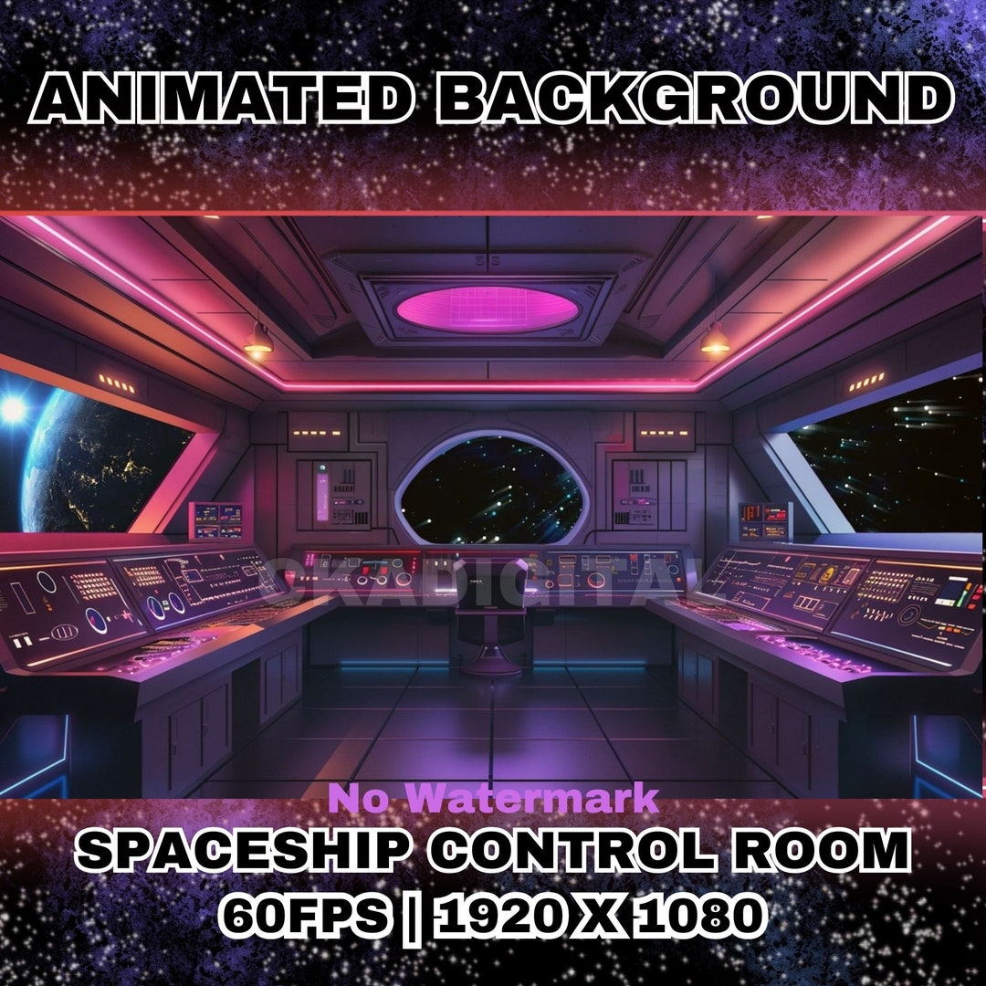 Vtuber Background Animated, Spaceship Control Room Stunning Galaxy ...