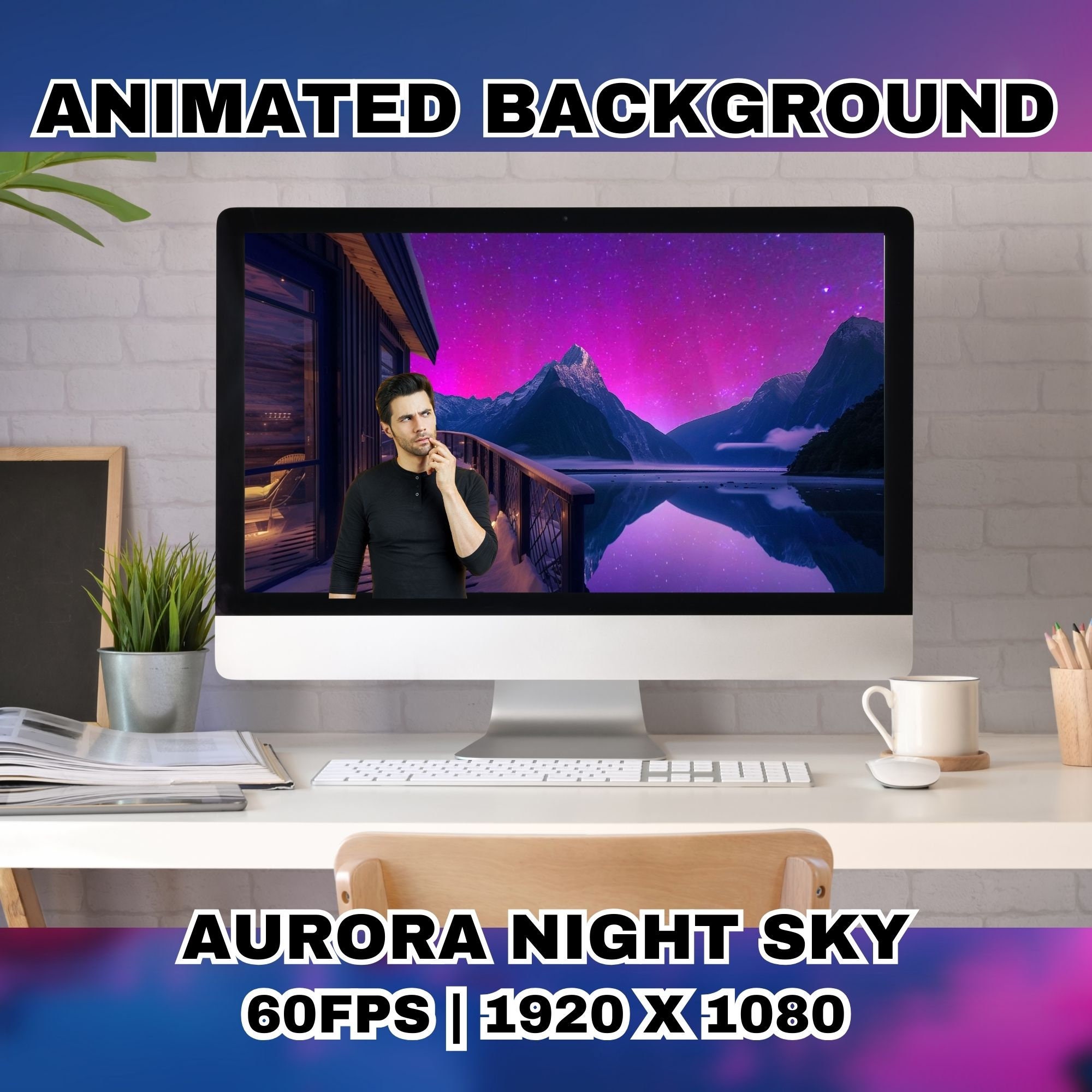 ANIMIERTER HINTERGRUND, Aurora Night Sky, Vtuber Animated Background ...