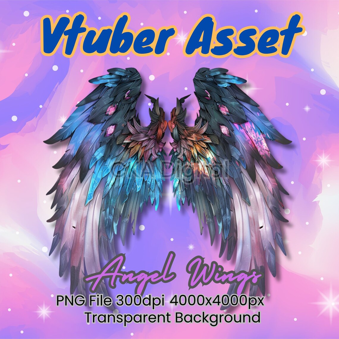 Vtuber Asset, Cosmic Star Angle Wings, Vtube Model Wing, PNG Tuber ...