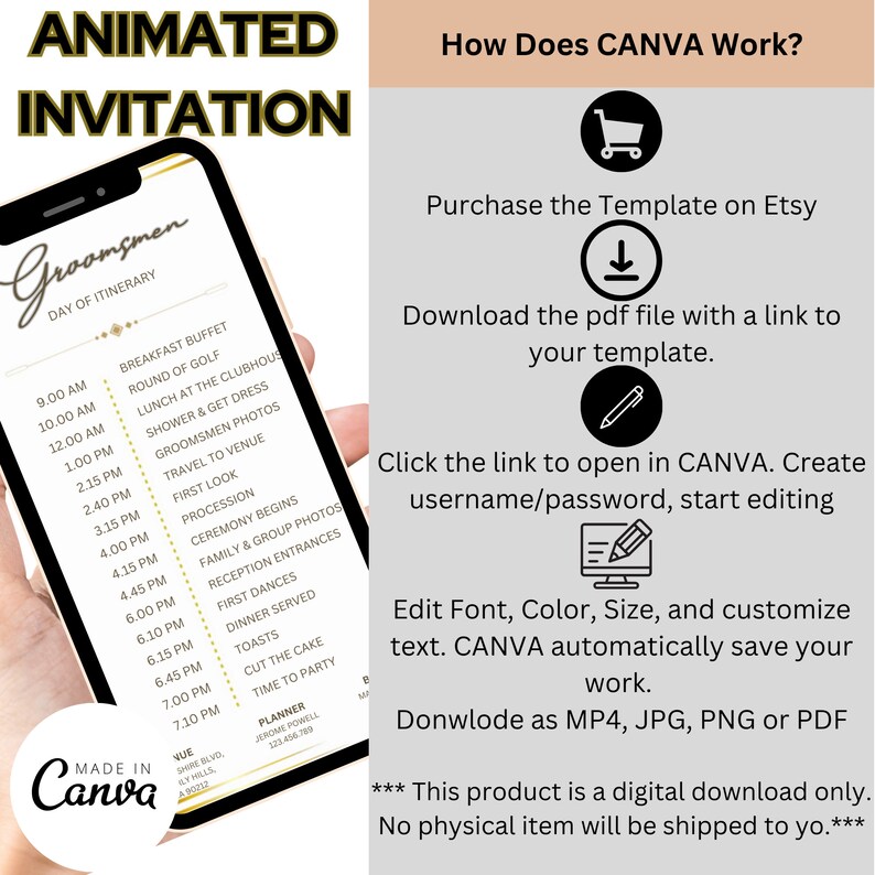 Editable Wedding Invitation, Electronic Wedding Invitation, Wedding ...