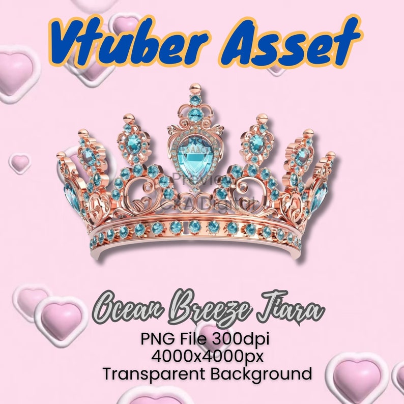 Vtuber Asset, Ocean Breeze Tiara, Queen Crown Stream Decoration, Stream ...