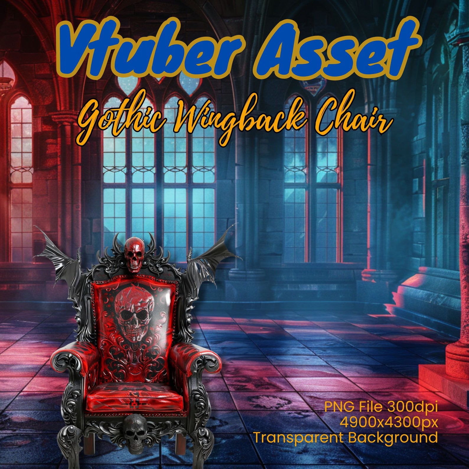 Vtuber Asset, Gothic Wingback Chair, Chair Bundle, Stream Decoration ...