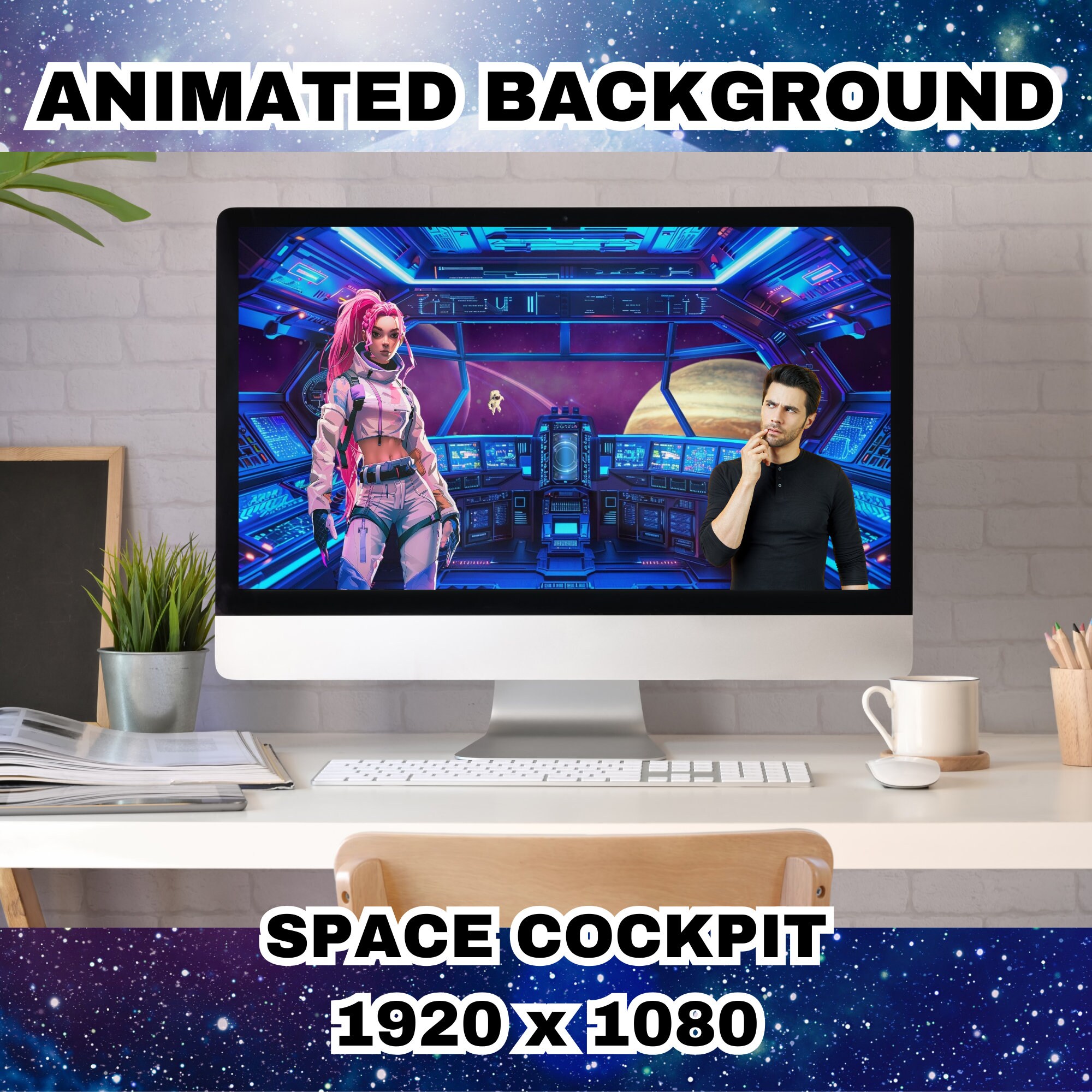 Vtuber Animated Background, Spaceship Cockpit, Galaxy Spaceship ...