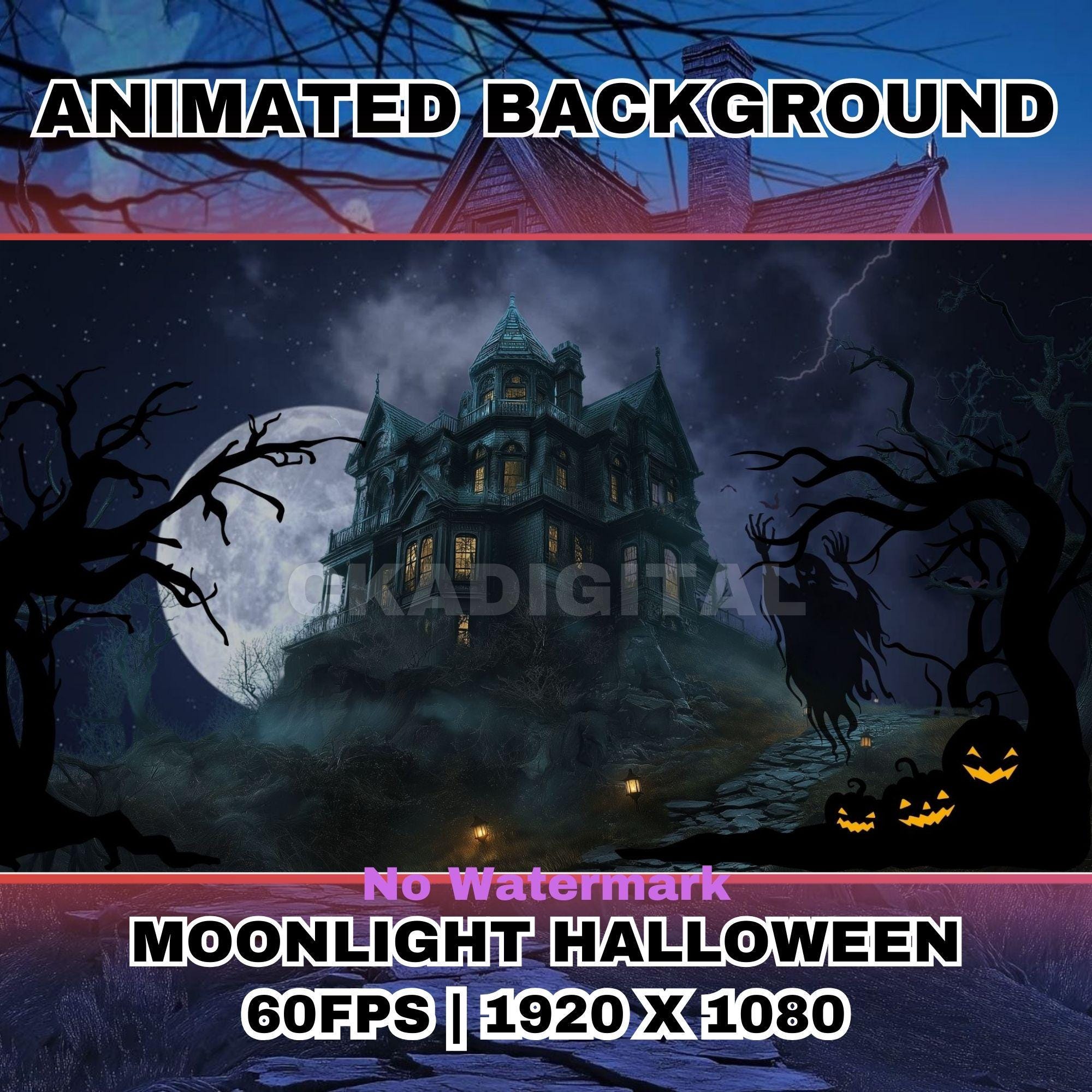 Animated Vtuber Background, Halloween Background, Haunted House, Full ...