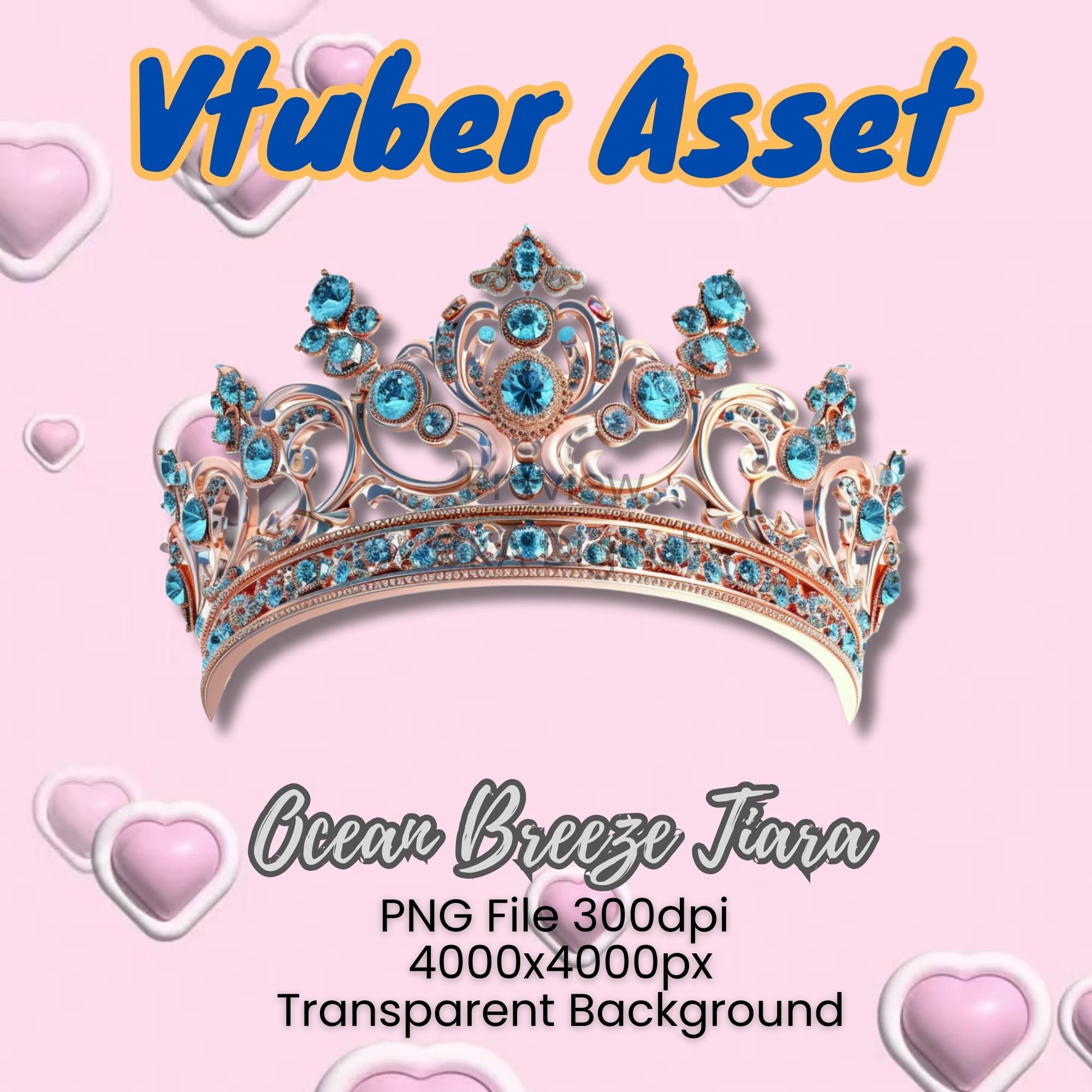 Vtuber Asset, Ocean Breeze Tiara, Queen Crown Stream Decoration, Stream ...