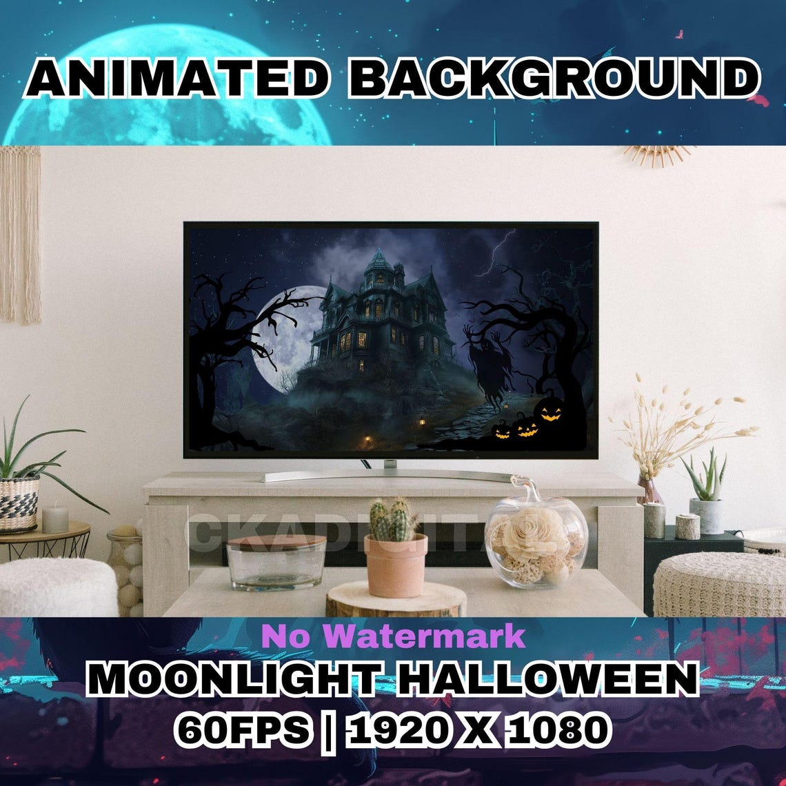 Animated Vtuber Background, Halloween Background, Haunted House, Full ...