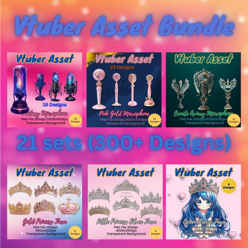 300+ Vtuber Assets: Fantasy Cosplay Props, Stream Decoration (digital ...