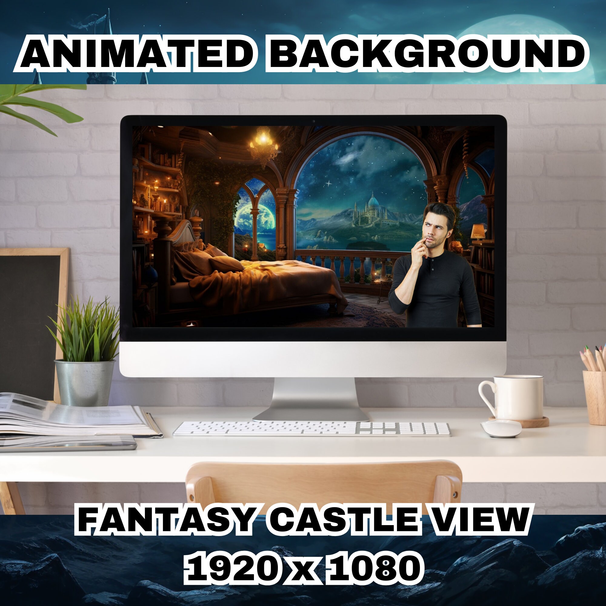 Vtuber Animated Background, Animated Background, Castle Bedroom With ...
