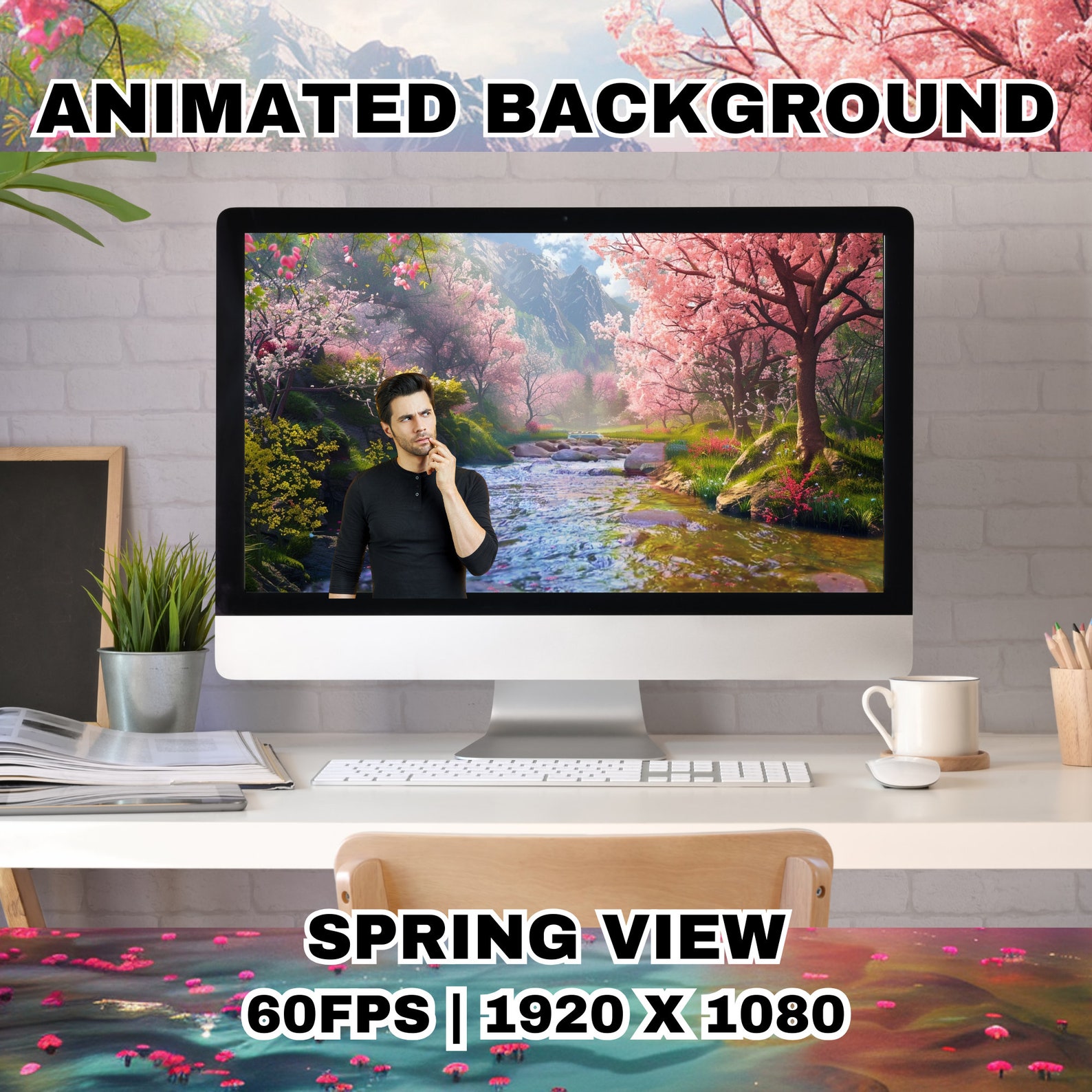 Vtuber Animated Background Spring Theme, Magical Twitch Overlay, Vtuber ...
