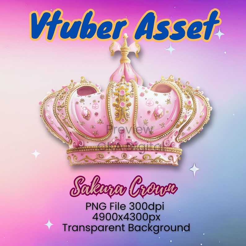 Sakura Crown Vtuber Asset: Pink Stream Decoration (PNG Digital Download ...