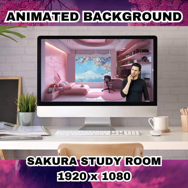 Vtuber Background Animate Background, Cozy Sakura Study Room, Cherry ...