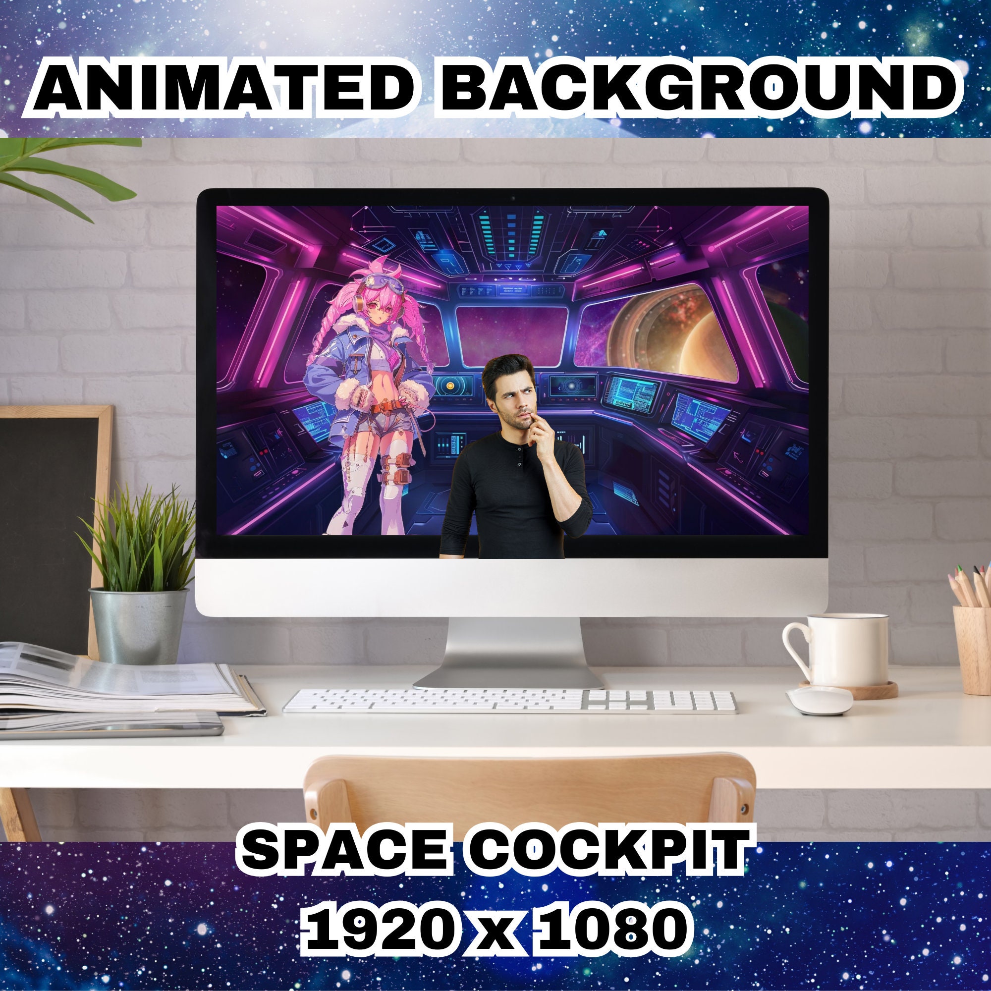 Vtuber Animated Background, Spaceship Cockpit, Galaxy Spaceship, Space ...