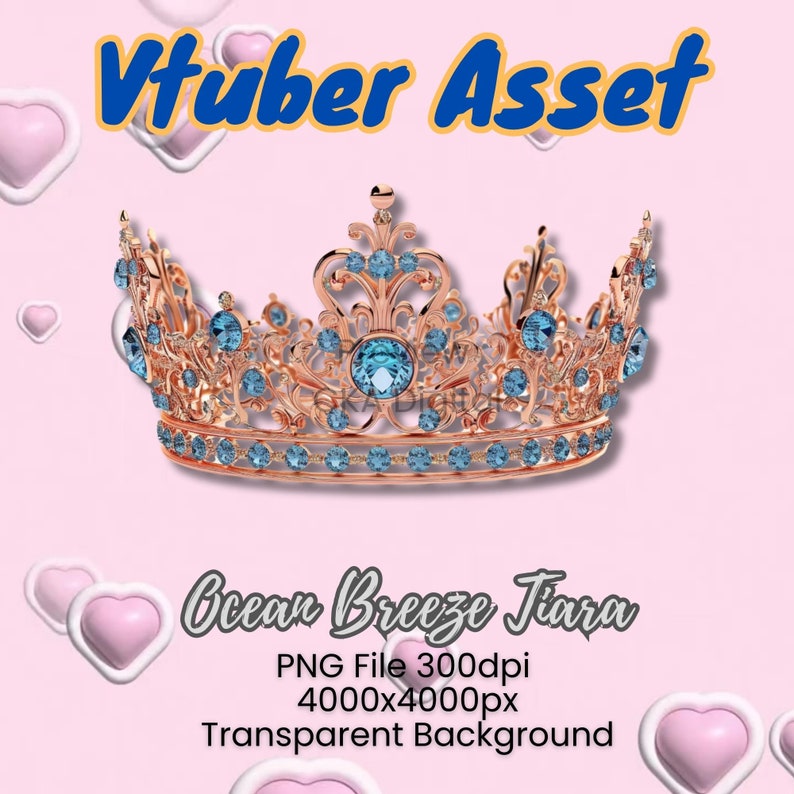 Vtuber Asset, Ocean Breeze Tiara, Queen Crown Stream Decoration, Stream ...