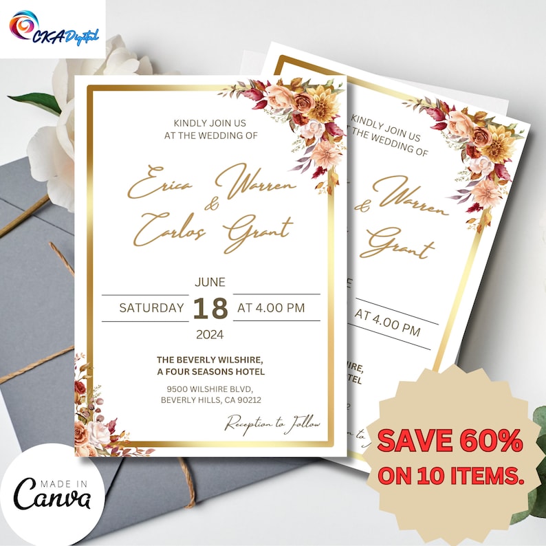 Editable Wedding Invitation, Electronic Wedding Invitation, Wedding ...