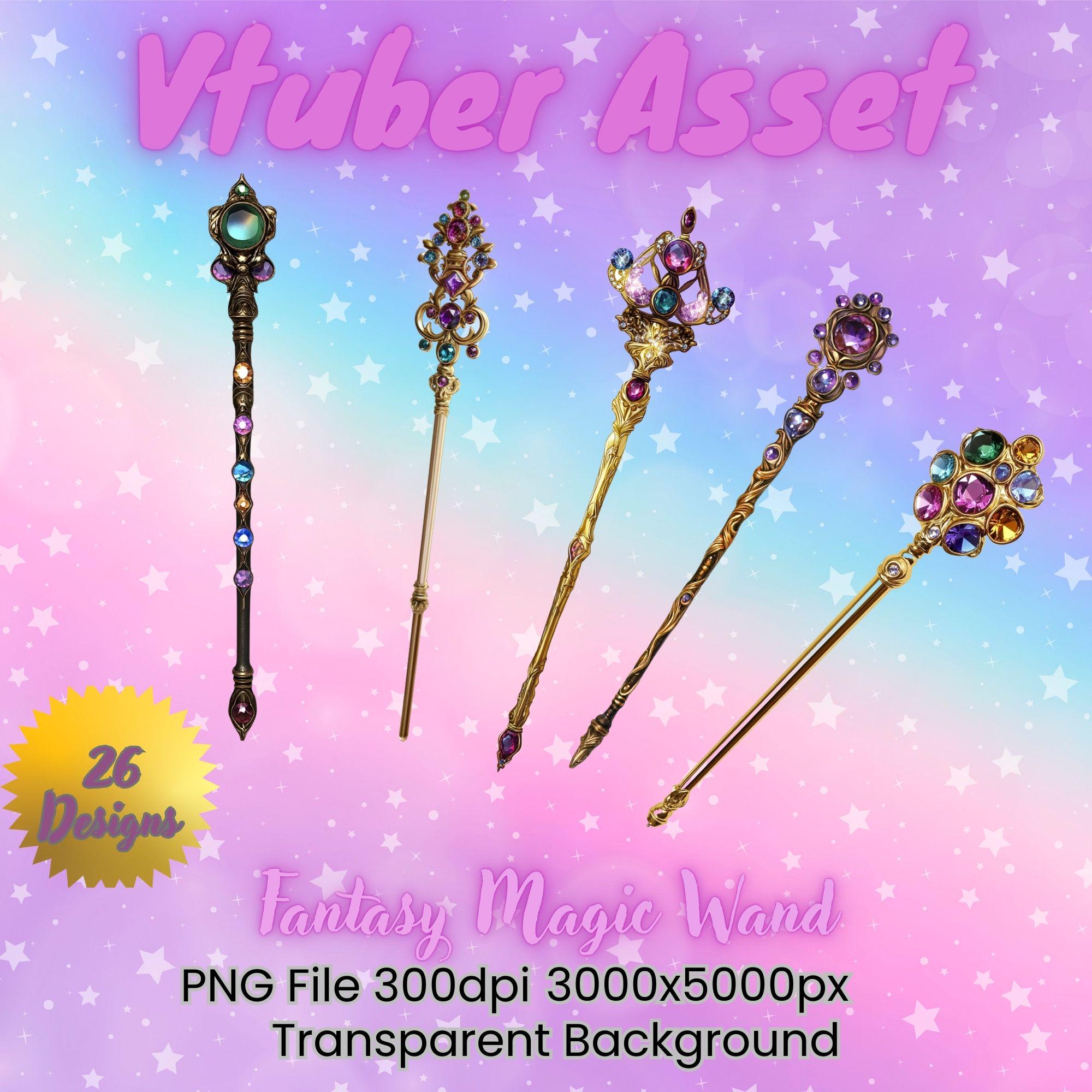 Vtuber Asset, Magical Witch Wand With Gemstones Fantasy Cosplay Prop ...