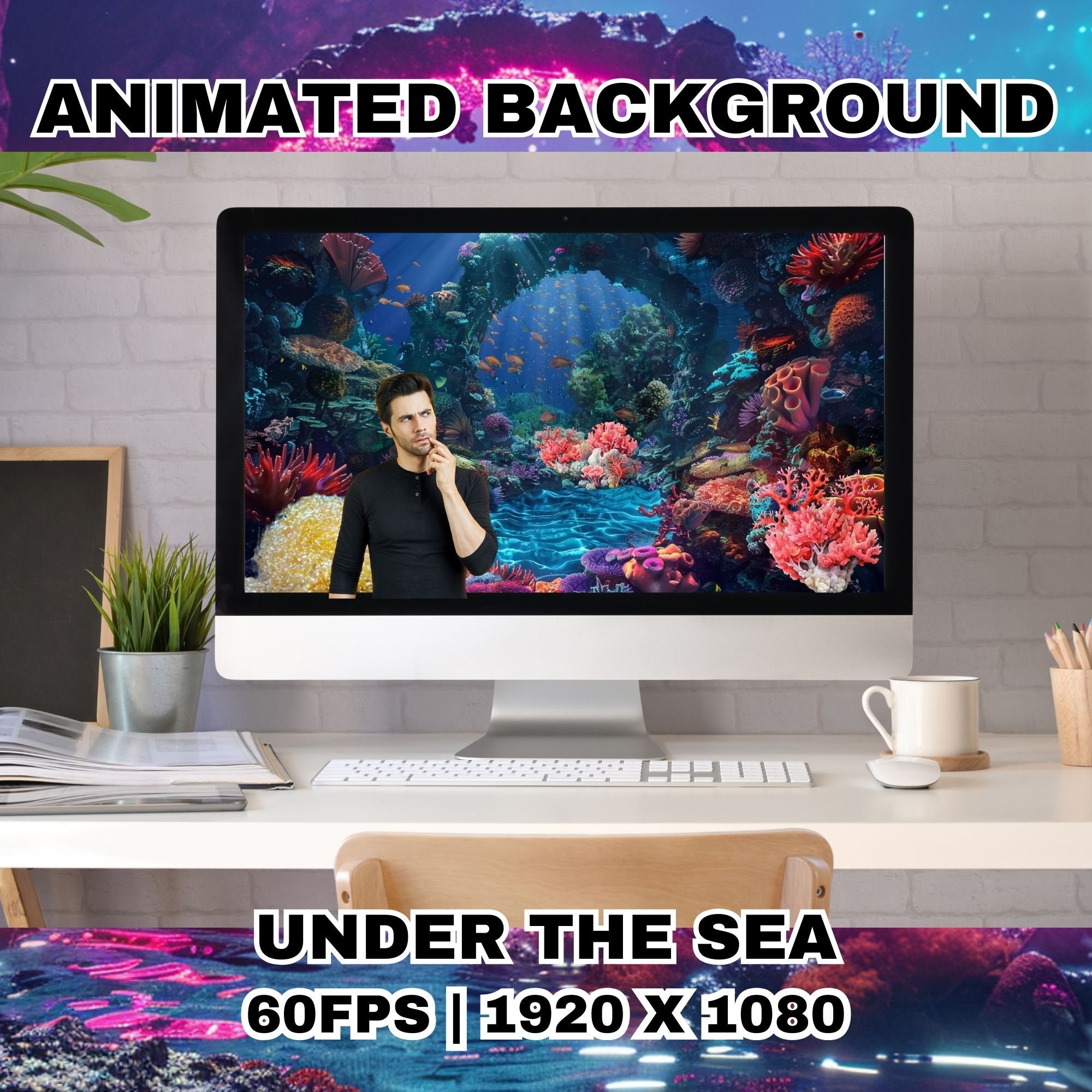 Vtuber Animated Background Ocean Deep, Vtuber Stream Overlay, Looped ...