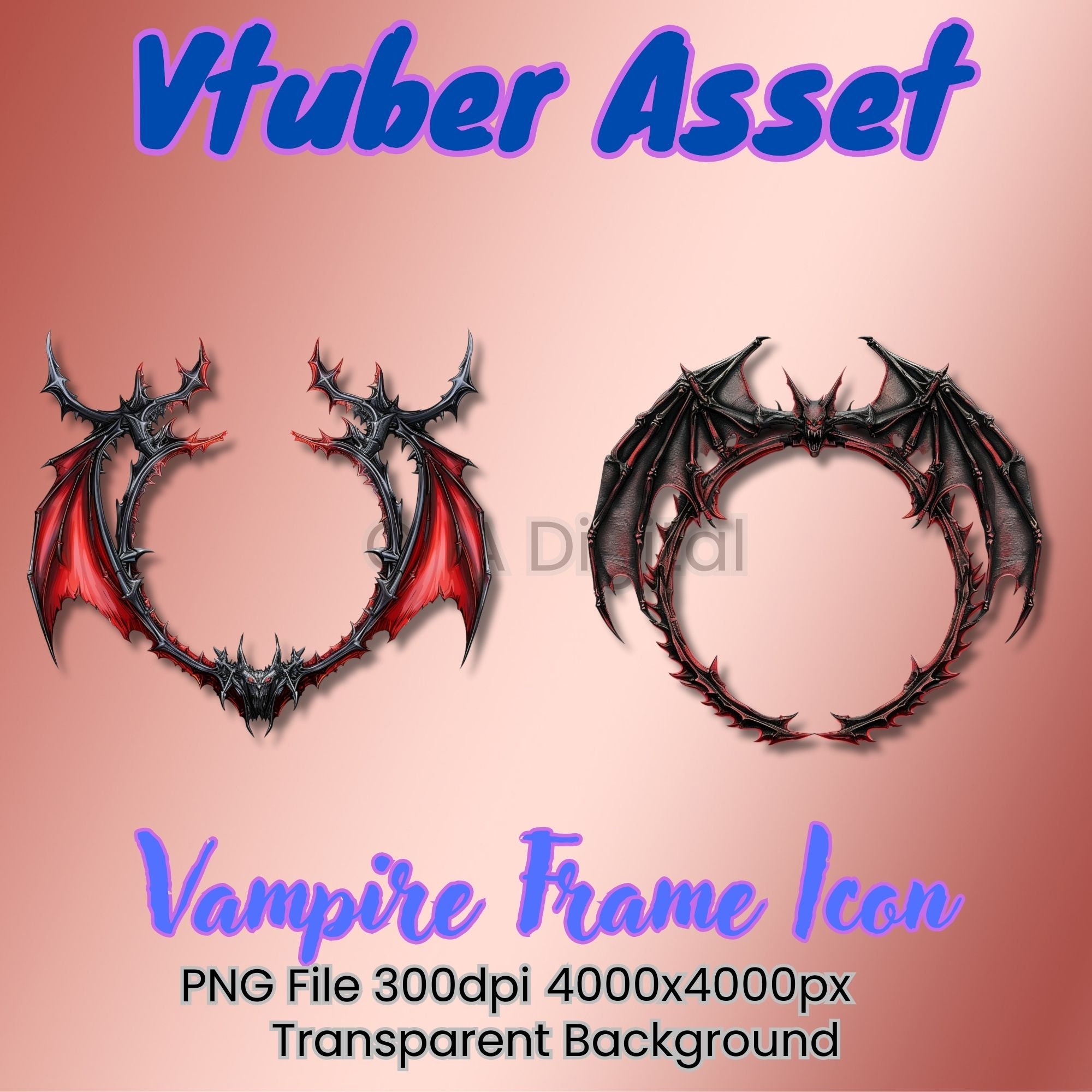 Vtuber Asset, 19 Vtuber Gothic Red Vampire Stream Frame for Twitch ...