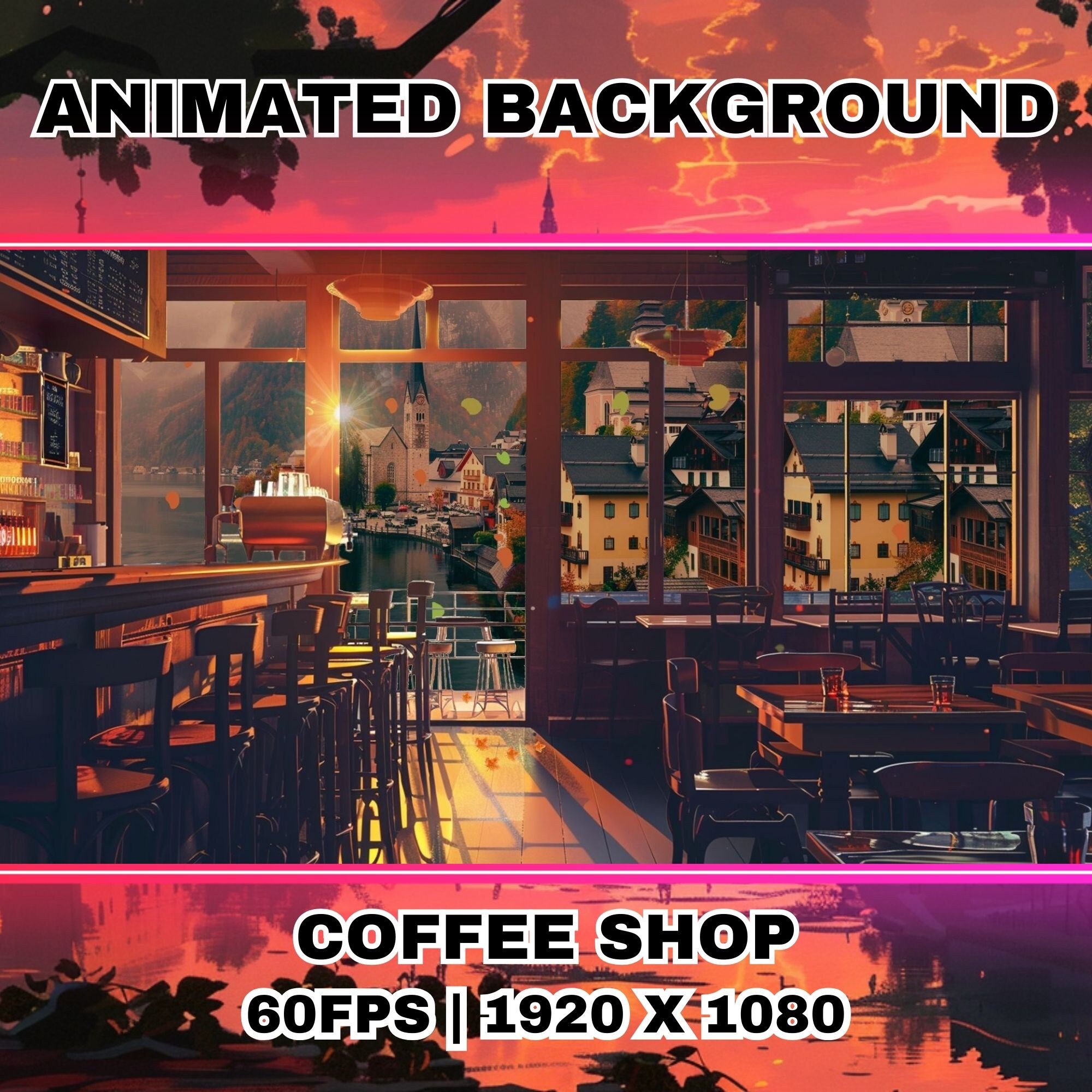 Vtuber Animated Background, Coffee Shop Italian Style, Café & Bar in ...
