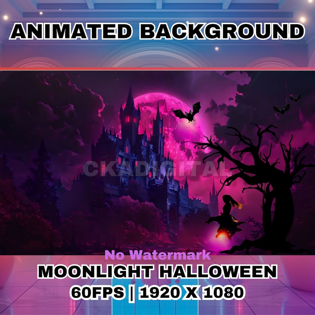 Animated Vtuber Background, Halloween Background, Full Moon, Halloween ...