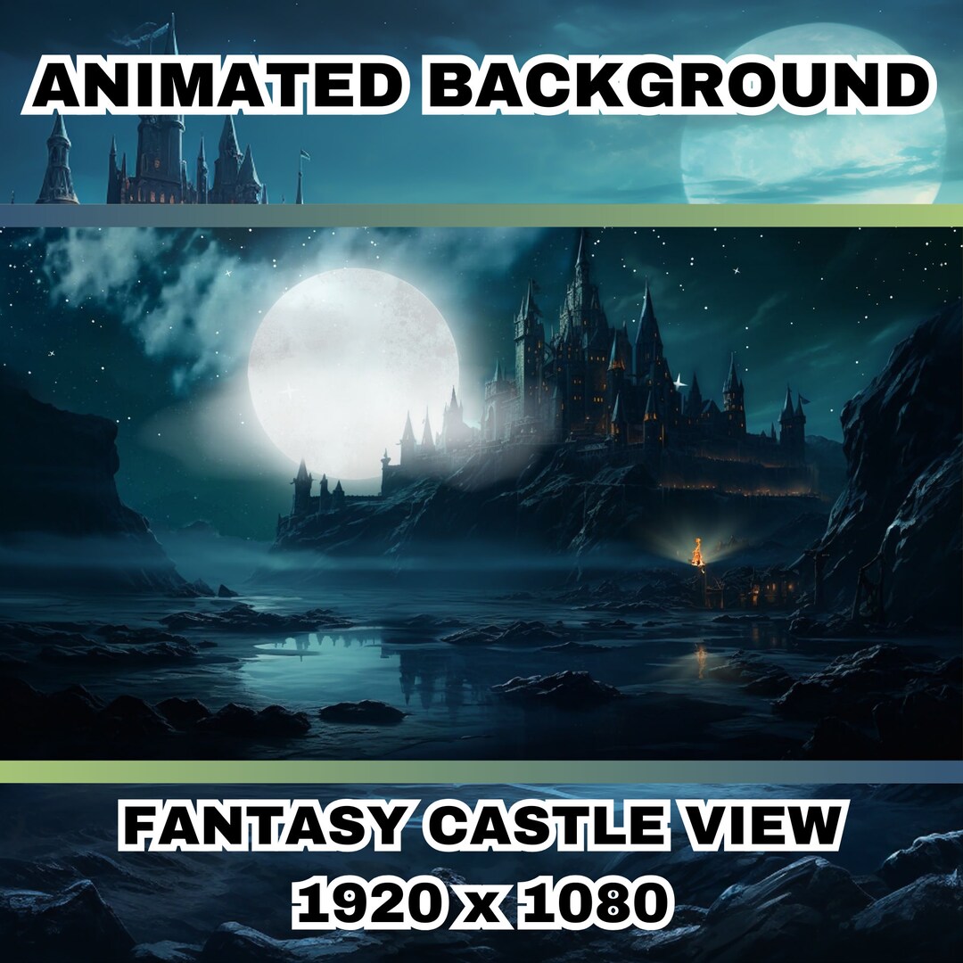 Vtuber Animated Background, Fantasy Castle View, Dark Overlay, Twitch ...