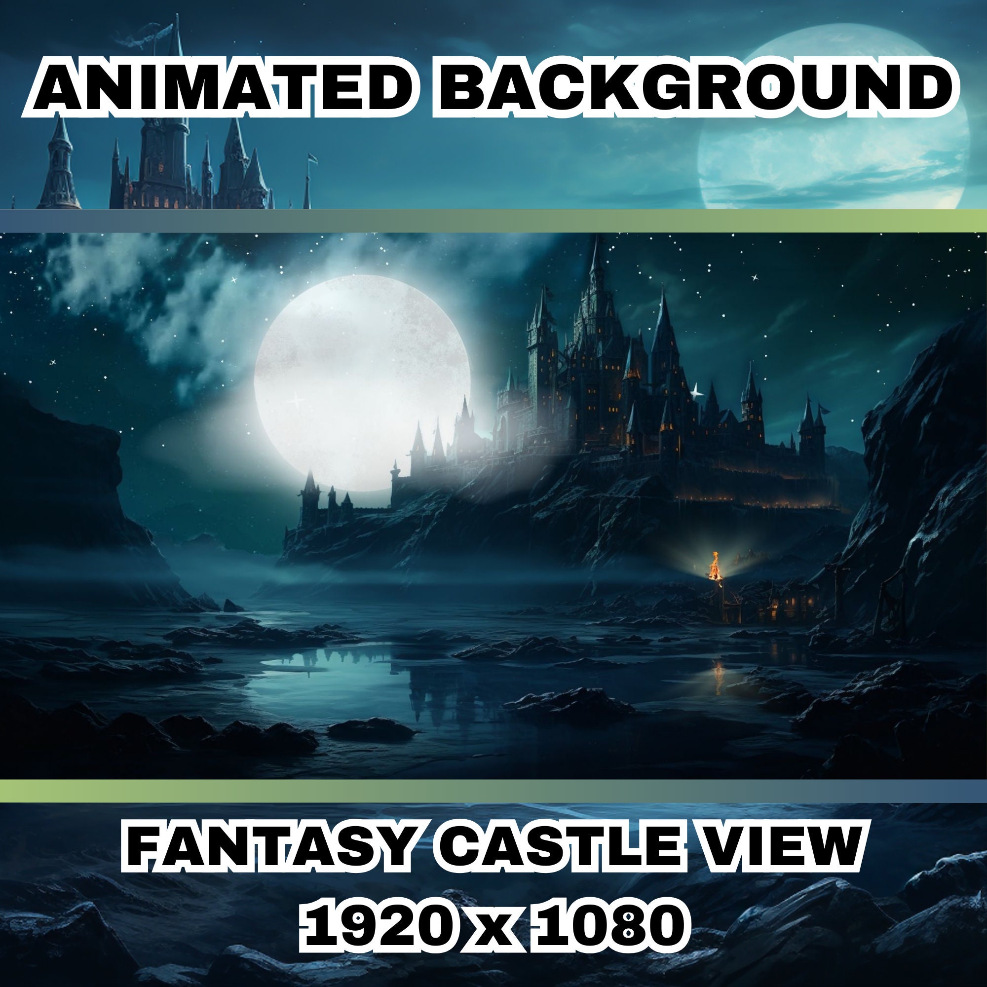 Vtuber Animated Background, Fantasy Castle View, Dark Overlay, Twitch ...