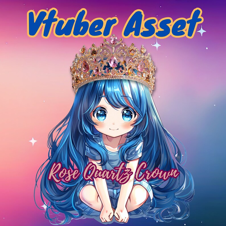 Vtuber Asset, Rose Quartz Crown, Stream Decoration, Vtuber Background ...