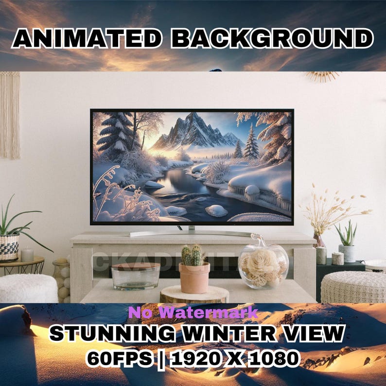 Animated Background, Frozen Nature, Mountain Serene Snow, Cozy Ambience ...