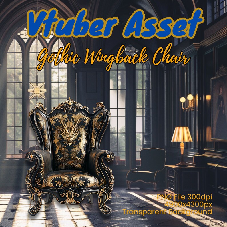 Vtuber Asset, Gothic Wingback Chair, Chair Bundle, Stream Decoration ...